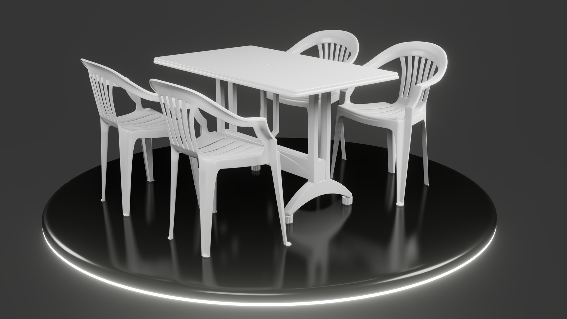 3D White Plastic Table and Chair Set - TurboSquid 2064577