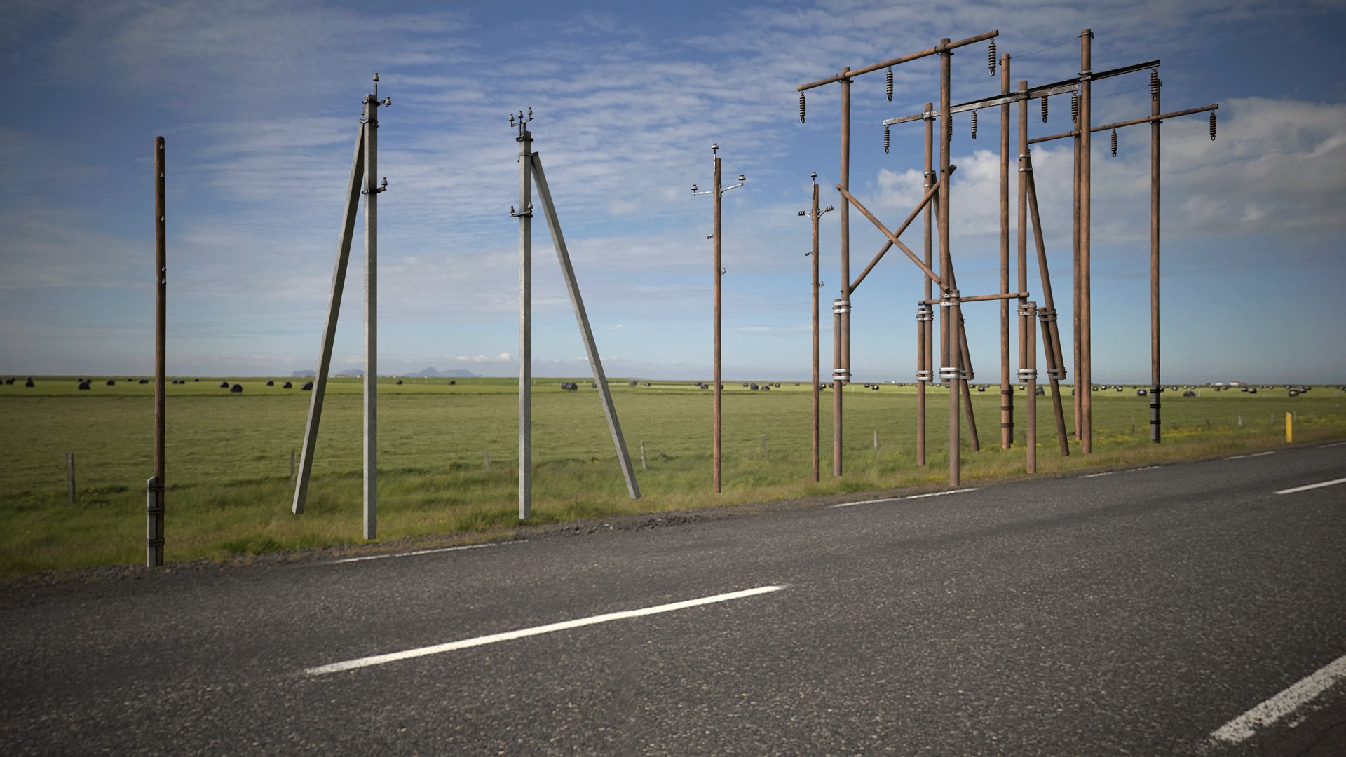 Power Line Pack PBR Game-Ready Low-Poly 3D Model - TurboSquid 1771977