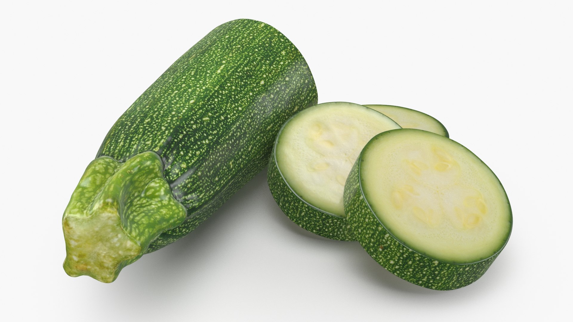 3D Fresh Green Zucchini Slices 2 - TurboSquid 2109685