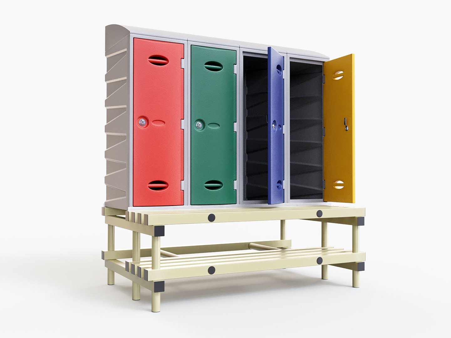 3D Model Storage Lockers On A Bench - TurboSquid 2003910