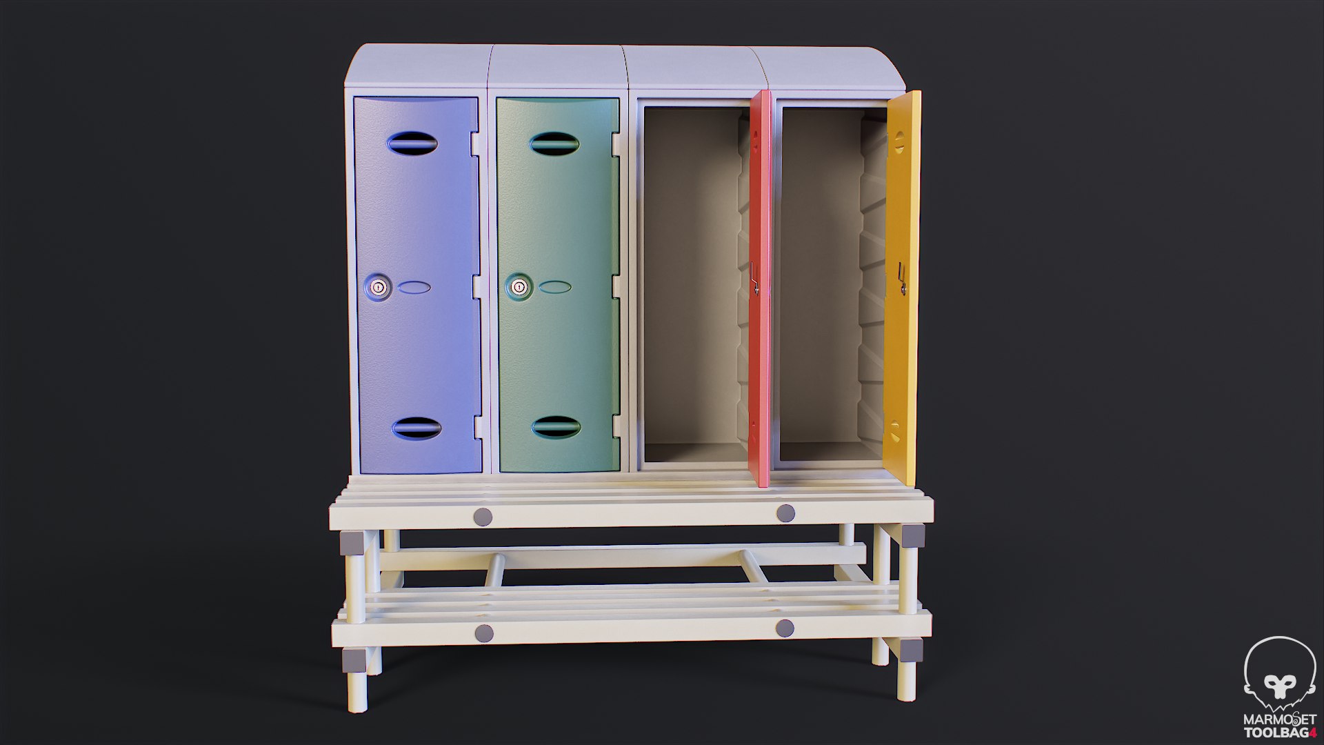 3D Model Storage Lockers On A Bench - TurboSquid 2003910