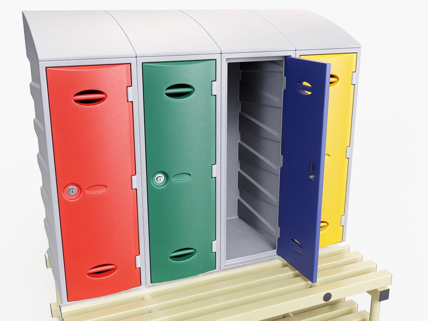3D Model Storage Lockers On A Bench - TurboSquid 2003910