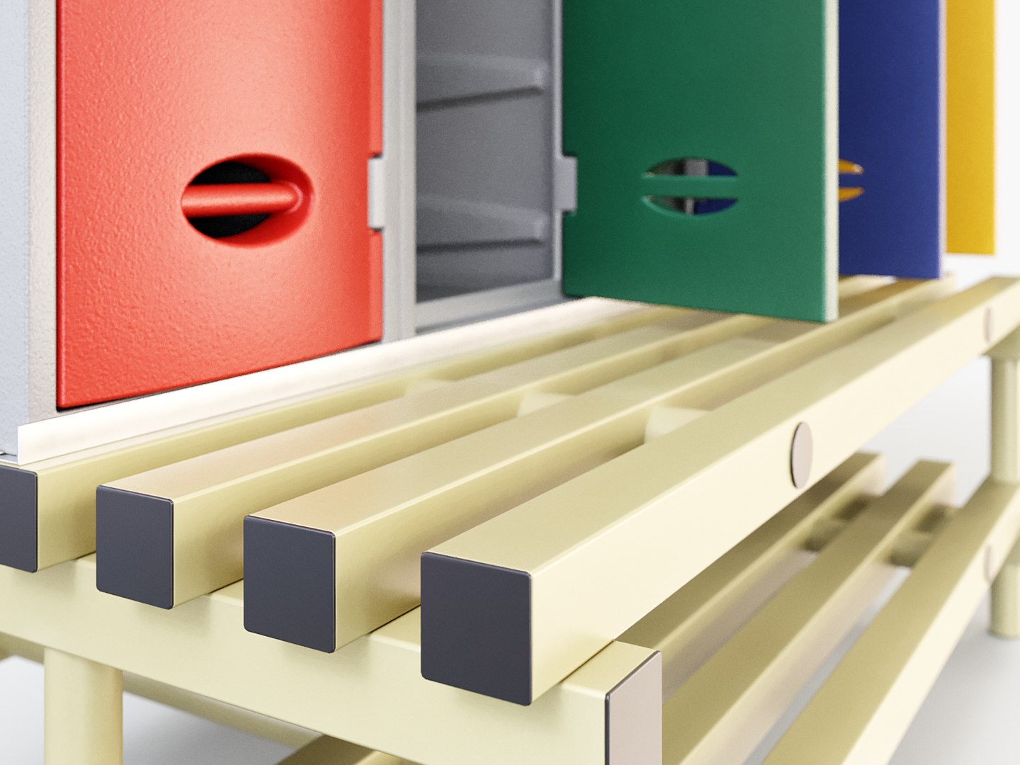 3D Model Storage Lockers On A Bench - TurboSquid 2003910