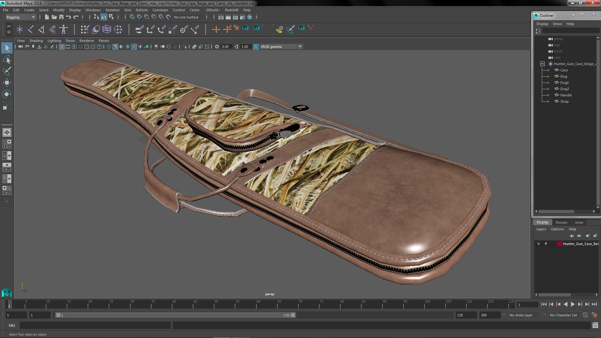 3D Hunter Gun Case Beige And Camo Model - TurboSquid 2111876