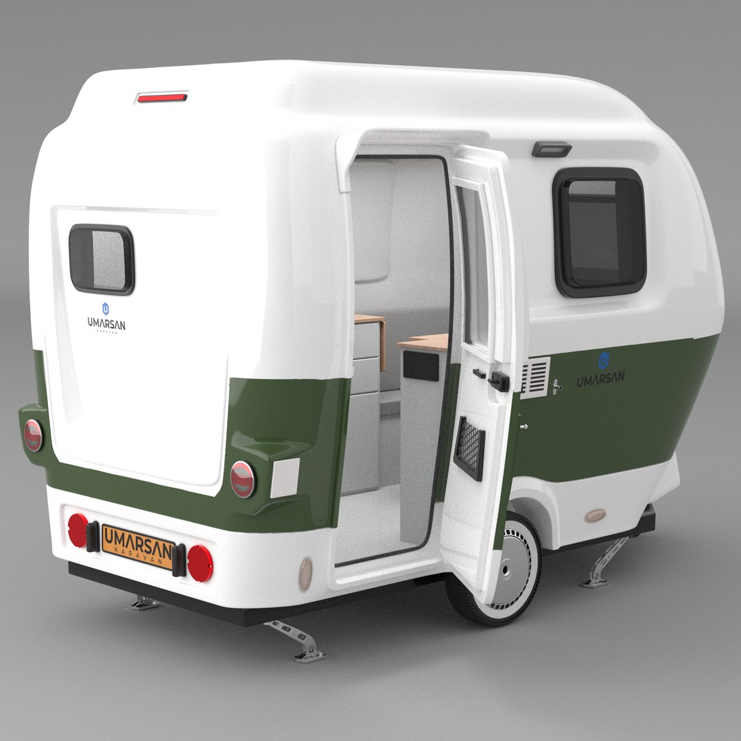 3D Capsule Caravans Mini Micro Camper Trailer Olive Green - TurboSquid ...