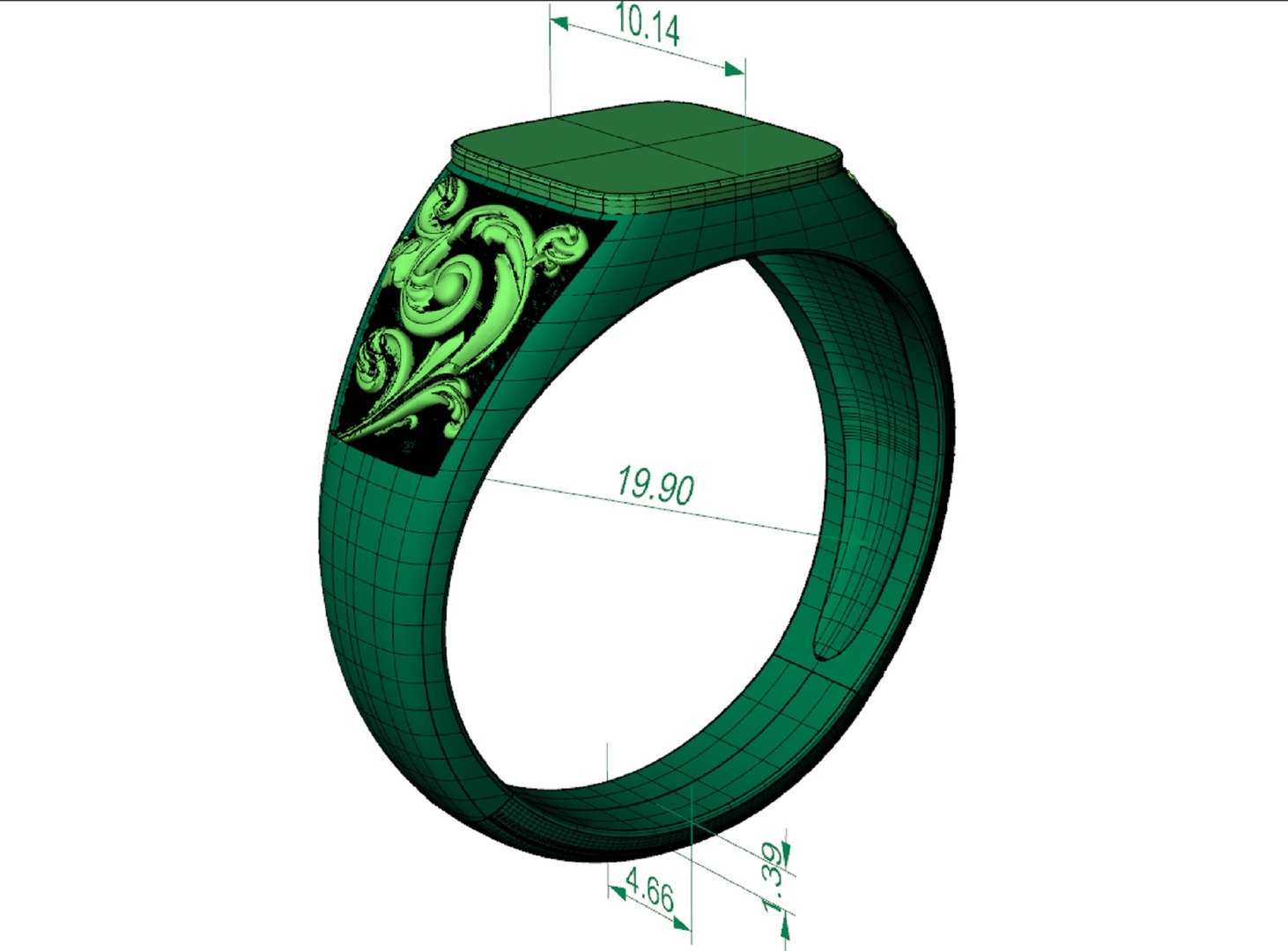 Mens Signet Ring With Pattern Model - TurboSquid 1899909