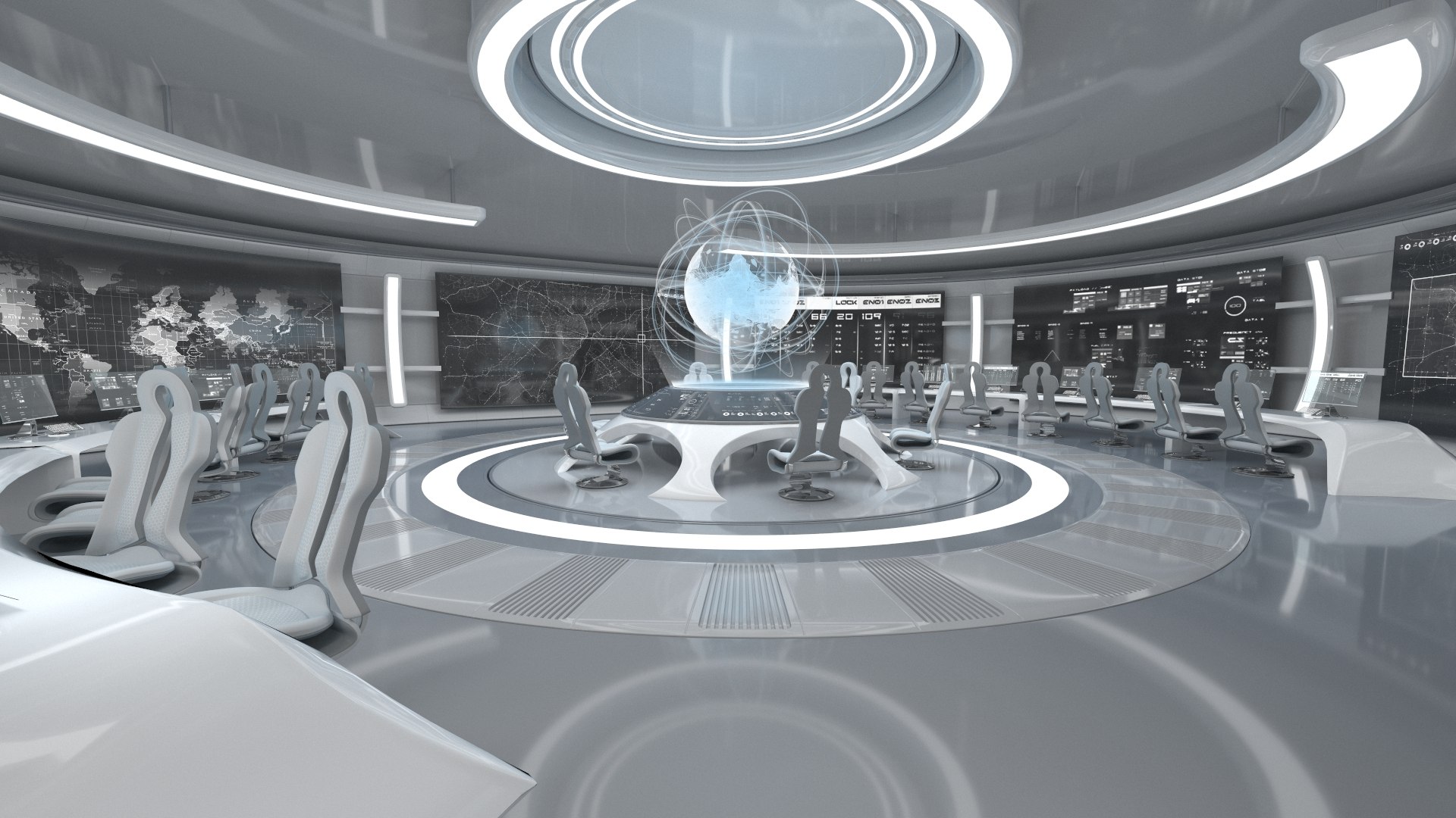 Sci-Fi Futuristic Command Room Model - TurboSquid 1740599