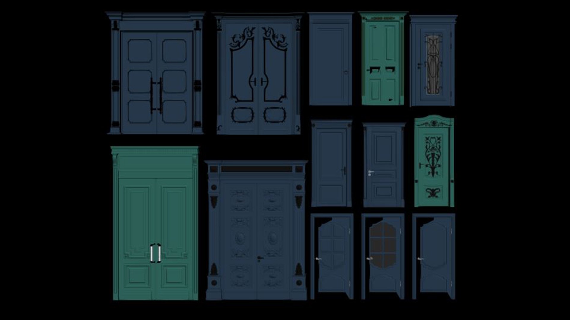 Classical Doors bundle set 3D model - TurboSquid 2150333