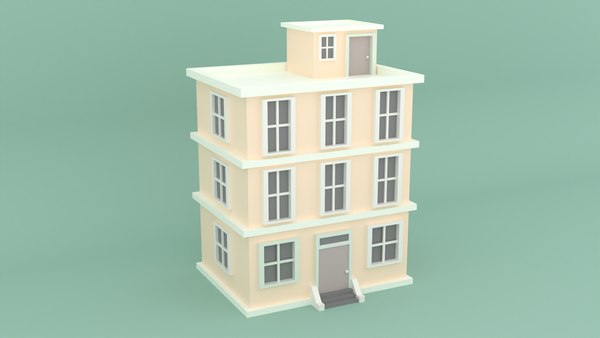 modelo 3d Edificio estilizado de baja poli - TurboSquid 2171565