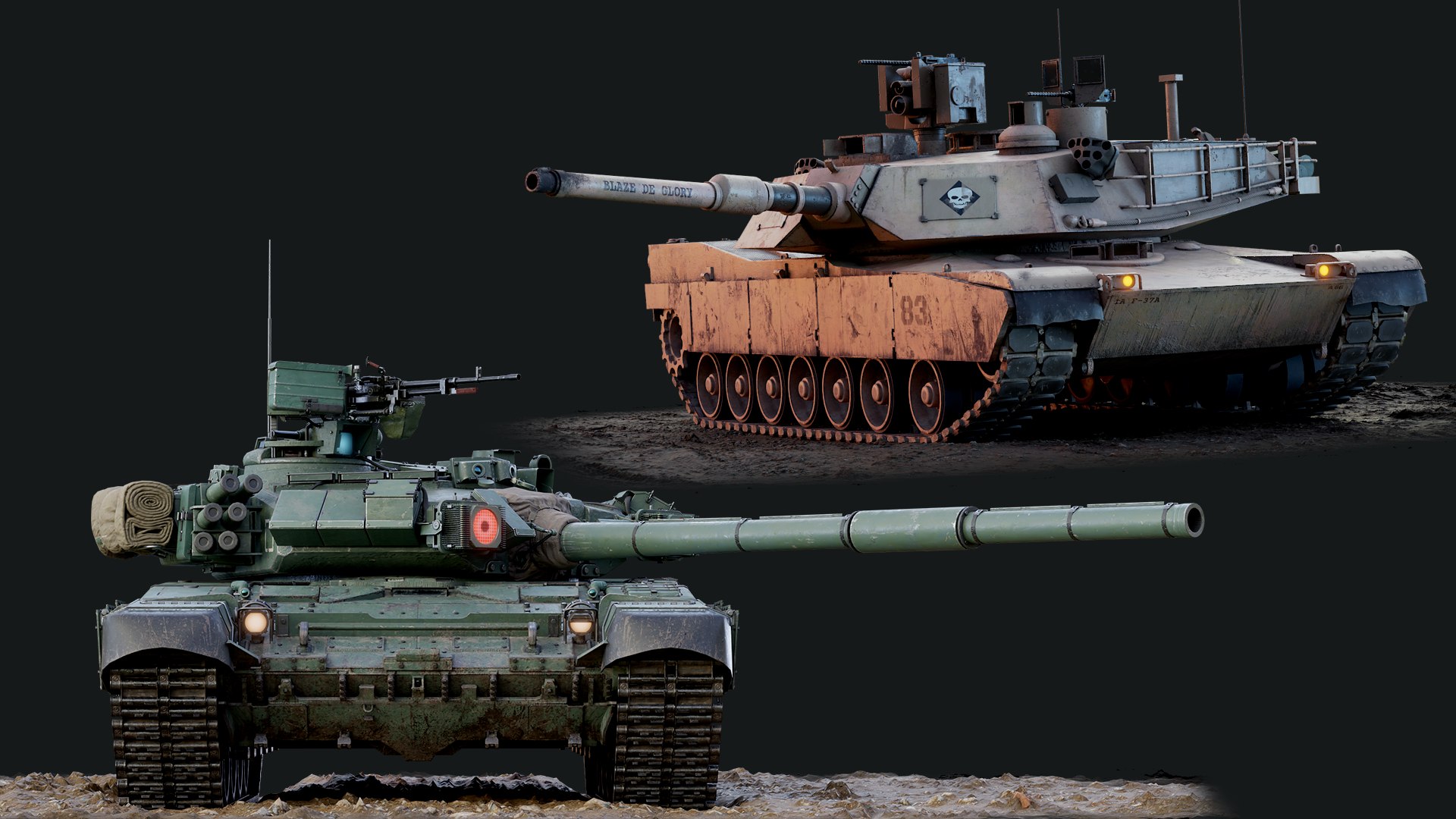 Rigged 4 Modern Battle Tanks Pack 3D Model - TurboSquid 2135253