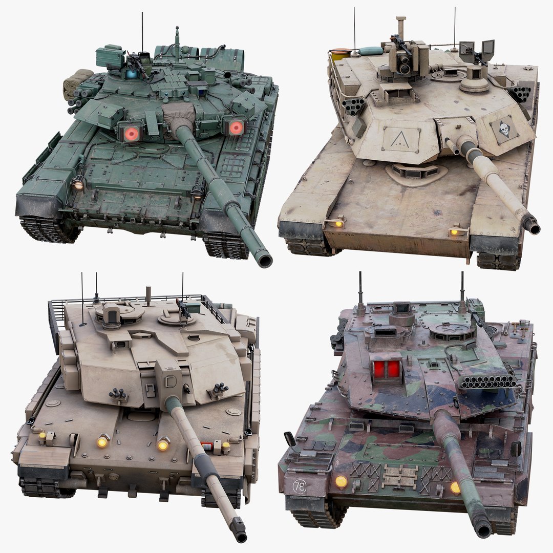 Rigged 4 modern battle tanks pack 3D model - TurboSquid 2135253