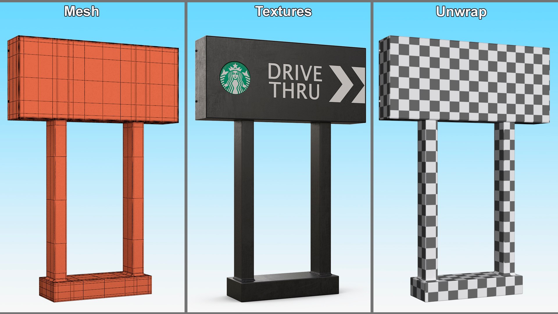 Starbucks Drive Thru Sign 3D Model - TurboSquid 2274500