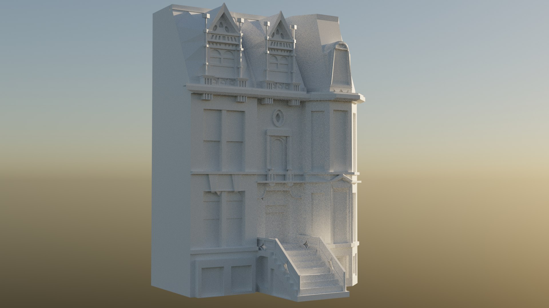 3D Model Low Poly Gothic Victorian Medieval Mansion Town House ...