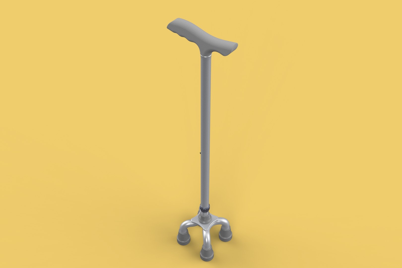 QUAD WALKING CANE QUADRIPOD AID ELDERLY STICK POLE FEET FOUR LEG 3D ...