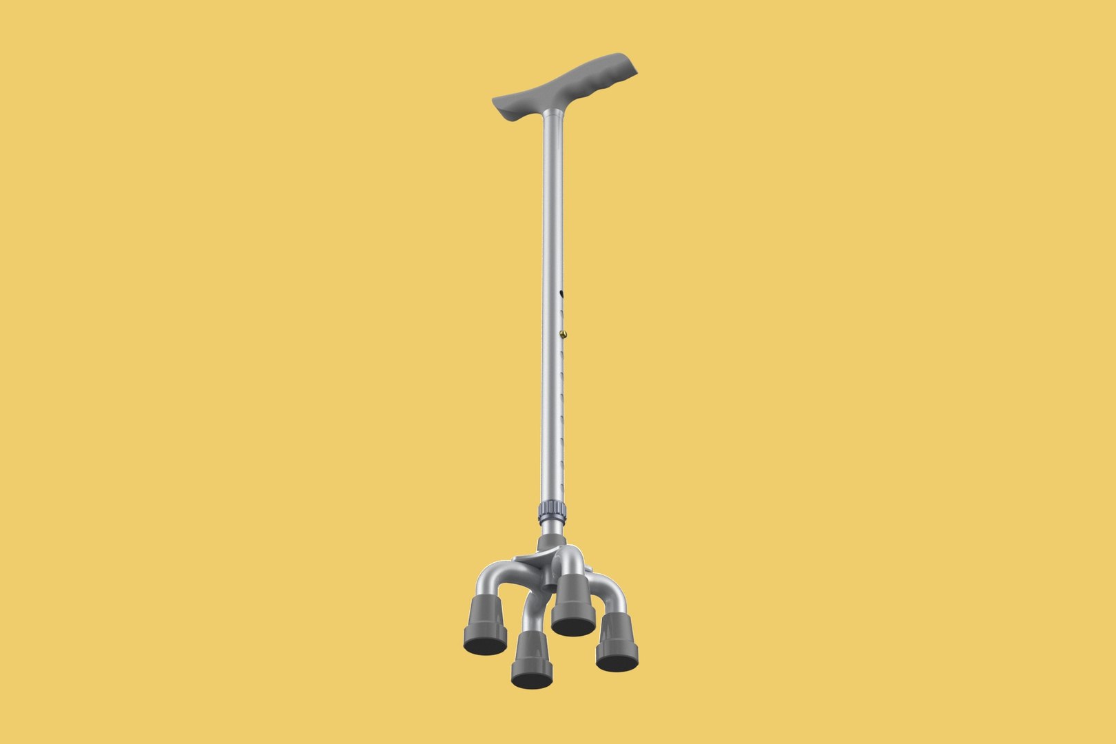 QUAD WALKING CANE QUADRIPOD AID ELDERLY STICK POLE FEET FOUR LEG 3D ...