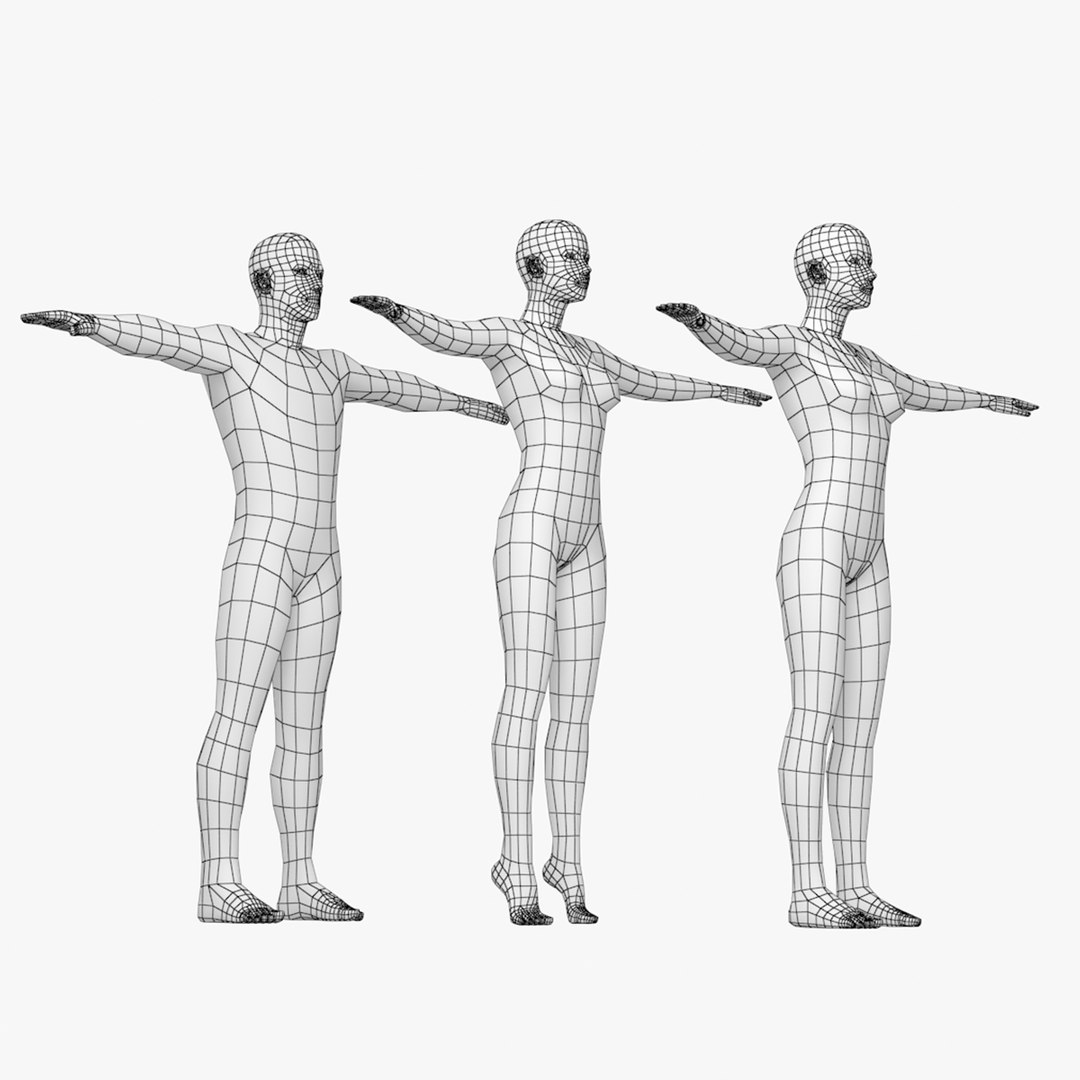 3D model Natural Female and Male in T-Pose Base Mesh - TurboSquid 2101057