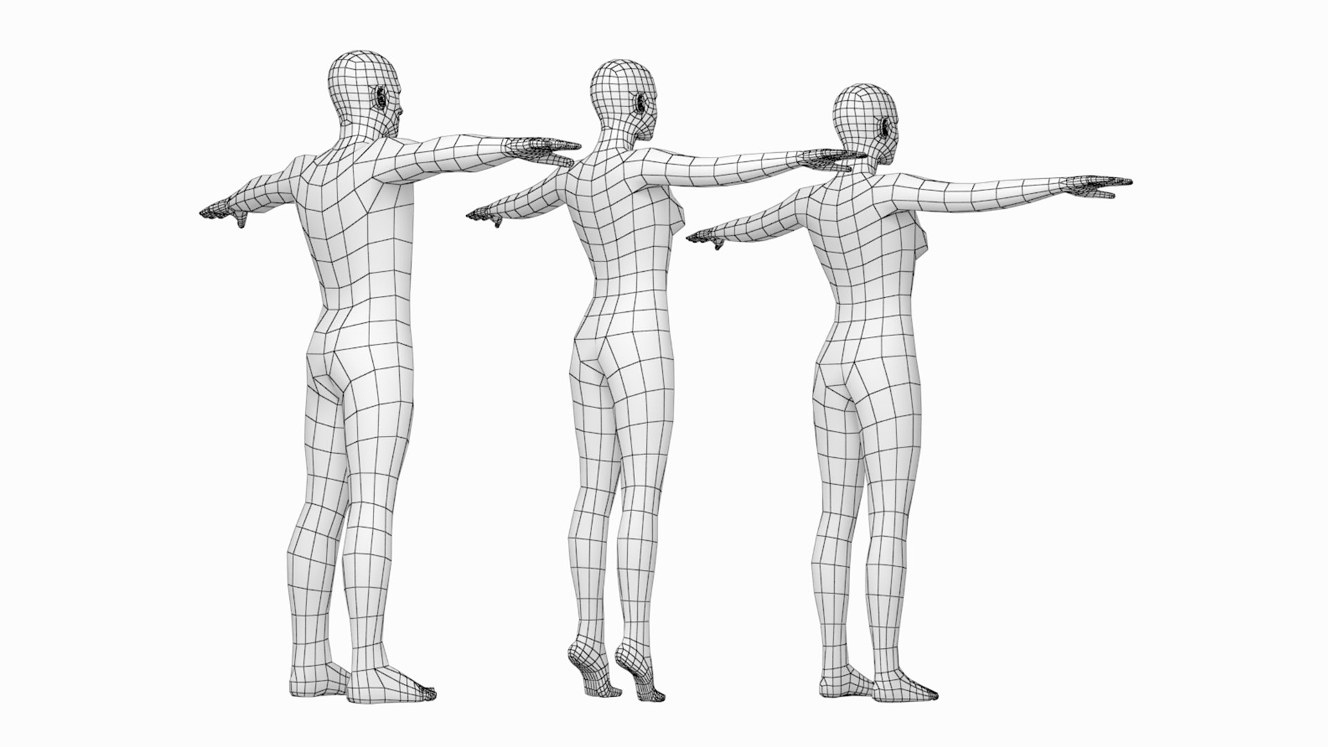 3D Model Natural Female And Male In T-Pose Base Mesh - TurboSquid 2101057