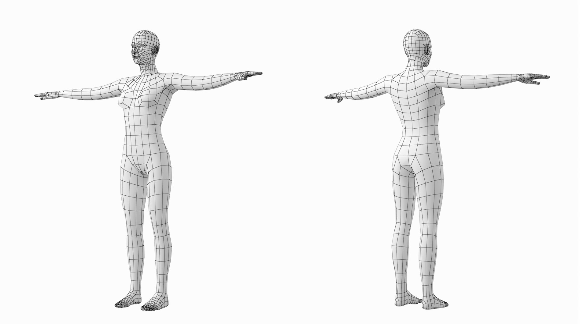3D Model Natural Female And Male In T-Pose Base Mesh - TurboSquid 2101057