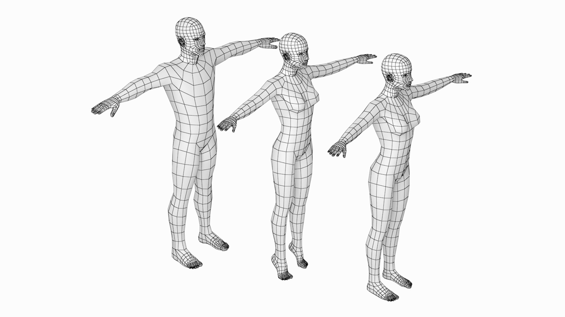 3D Model Natural Female And Male In T-Pose Base Mesh - TurboSquid 2101057