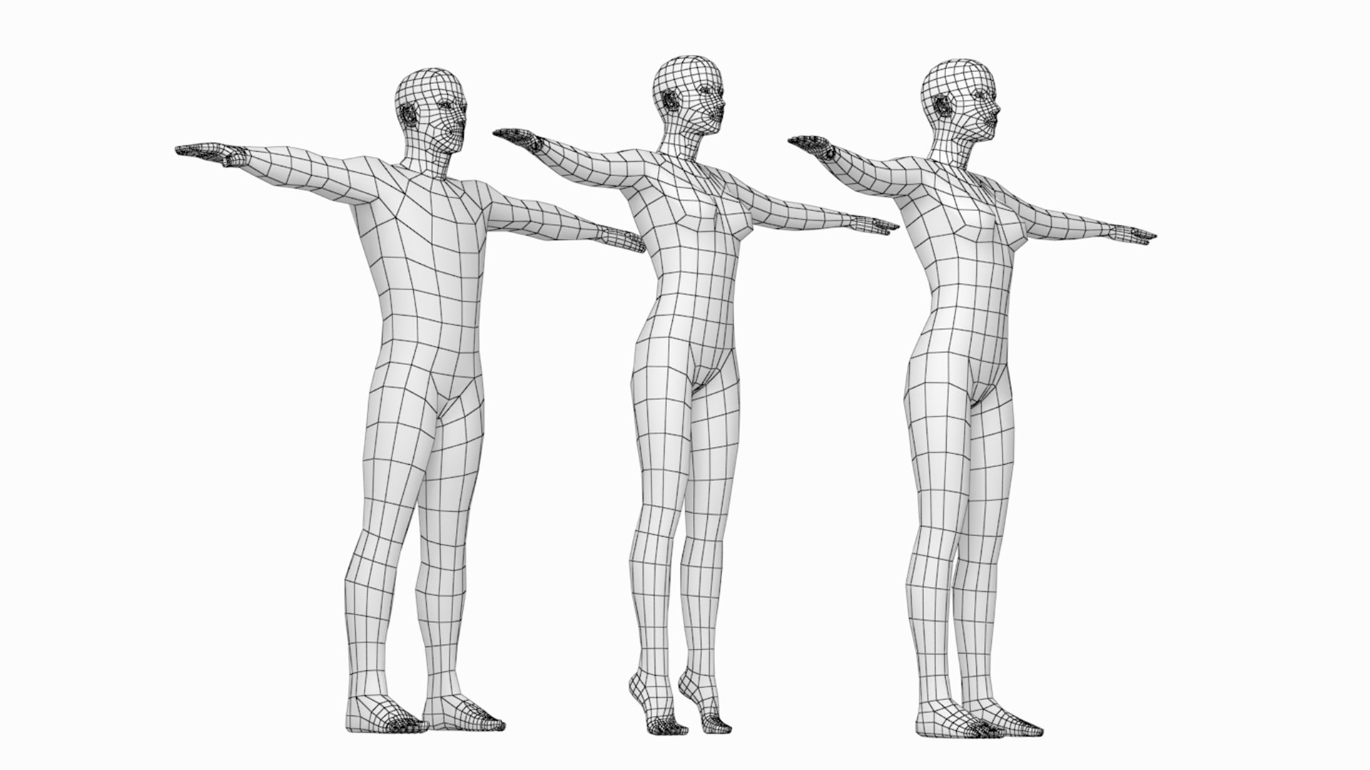 3D Model Natural Female And Male In T-Pose Base Mesh - TurboSquid 2101057
