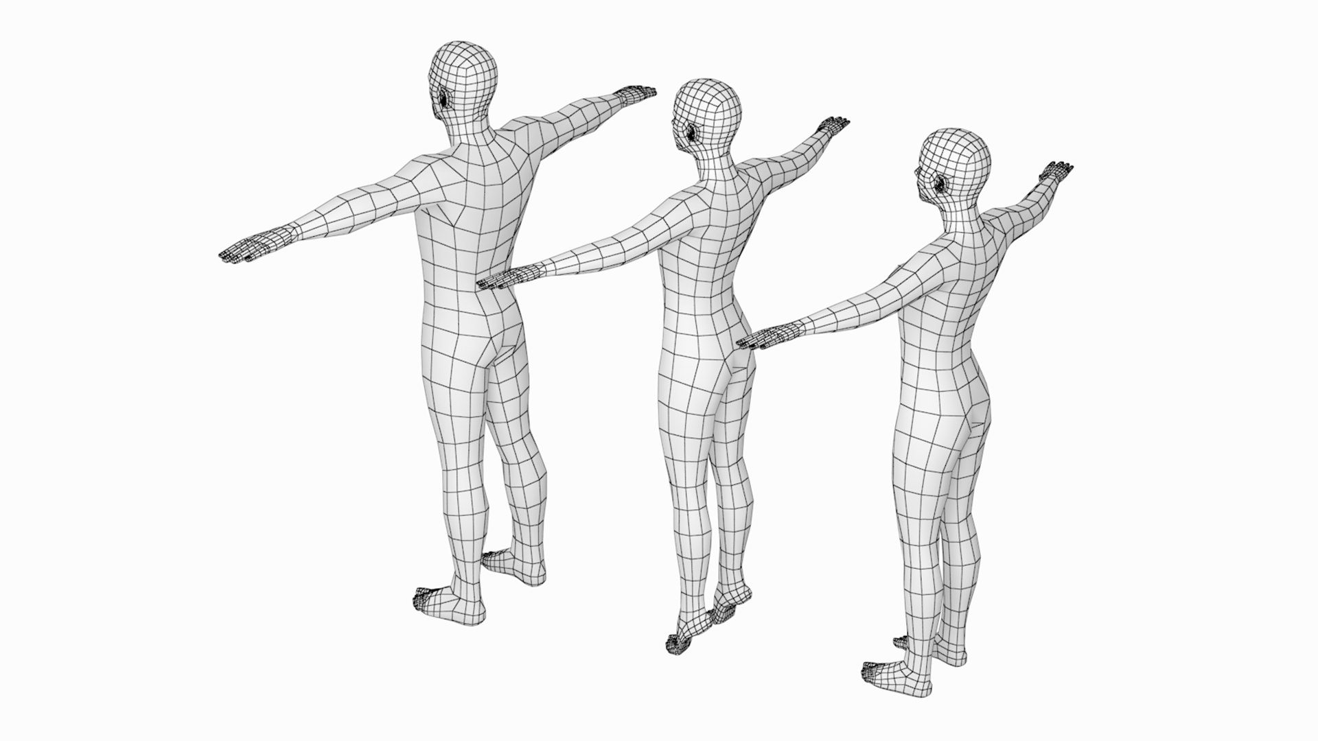 3D Model Natural Female And Male In T-Pose Base Mesh - TurboSquid 2101057