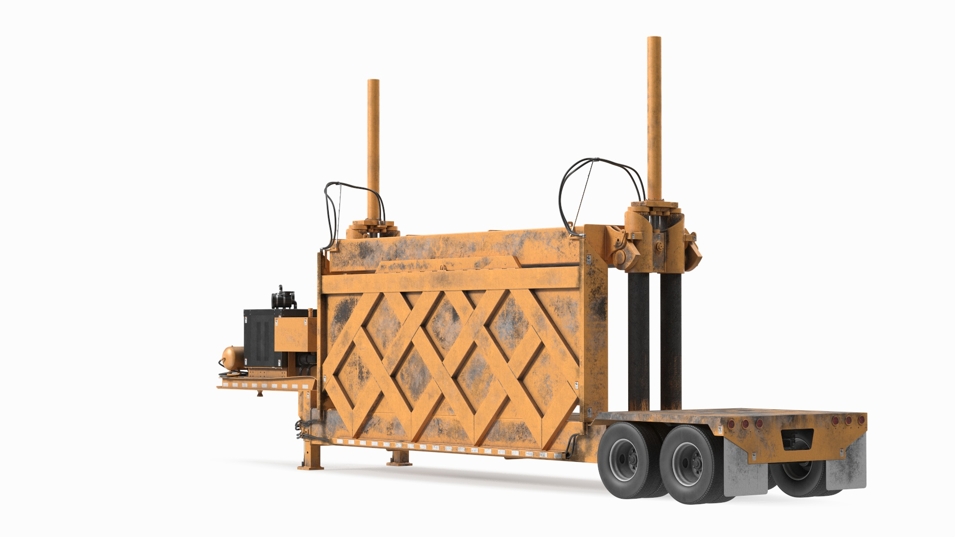 Shabby Car Crusher Yellow Rigged Model - TurboSquid 2148478