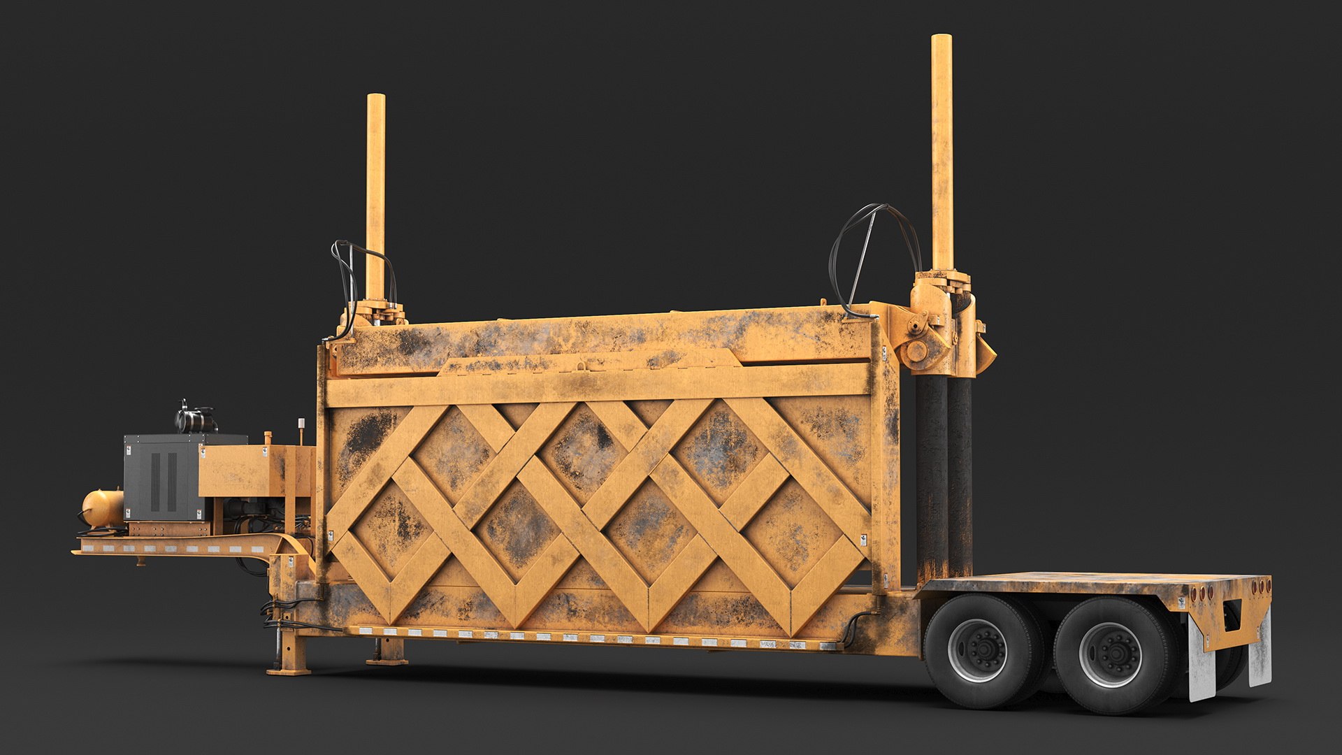 Shabby Car Crusher Yellow Rigged Model - TurboSquid 2148478