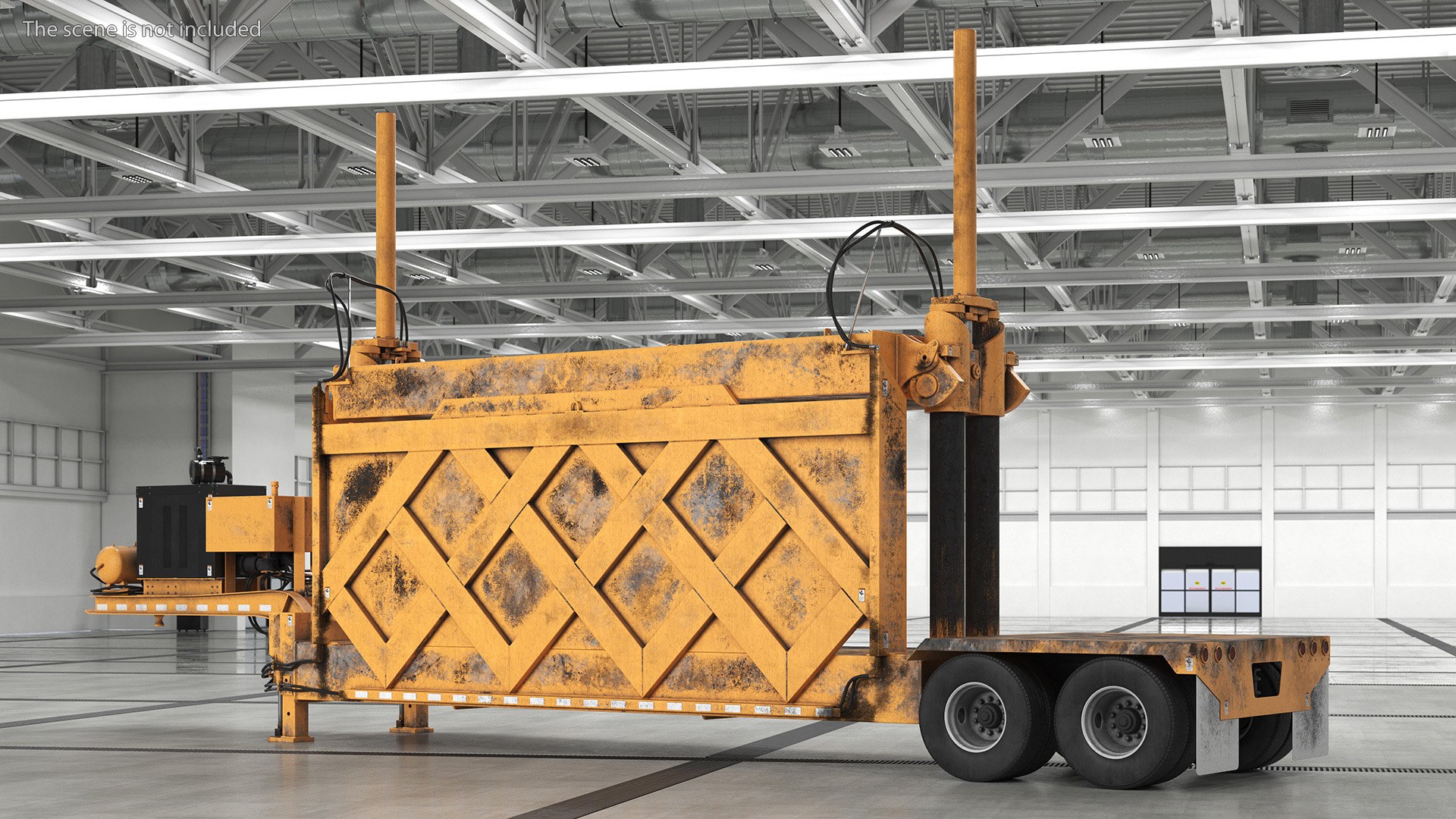 Shabby Car Crusher Yellow Rigged Model - TurboSquid 2148478