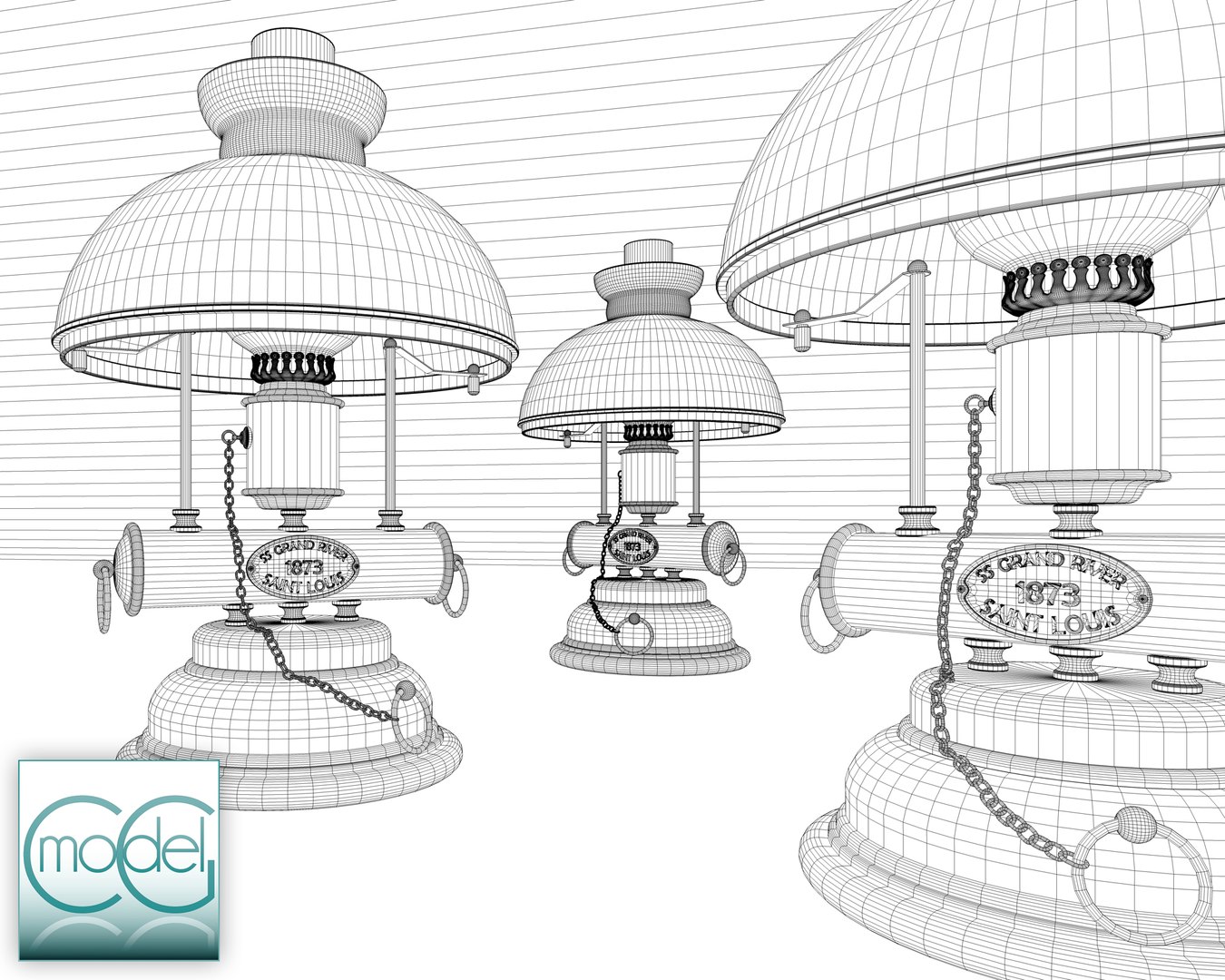 3d model of old lamp moretti