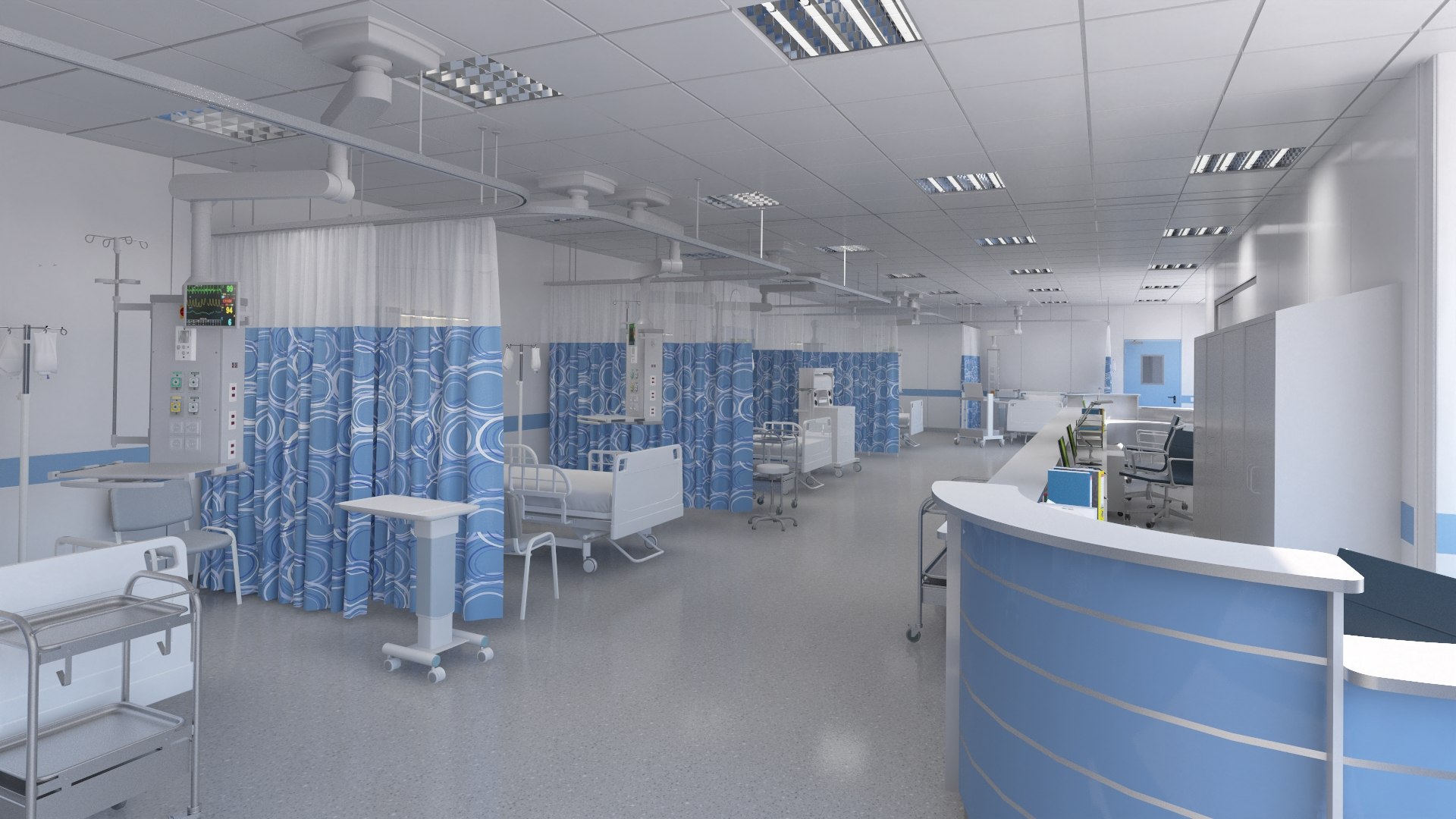 Hospital Patient Ward Room 10 3D - TurboSquid 2012647