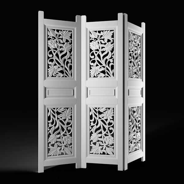 3d model folding screen carved