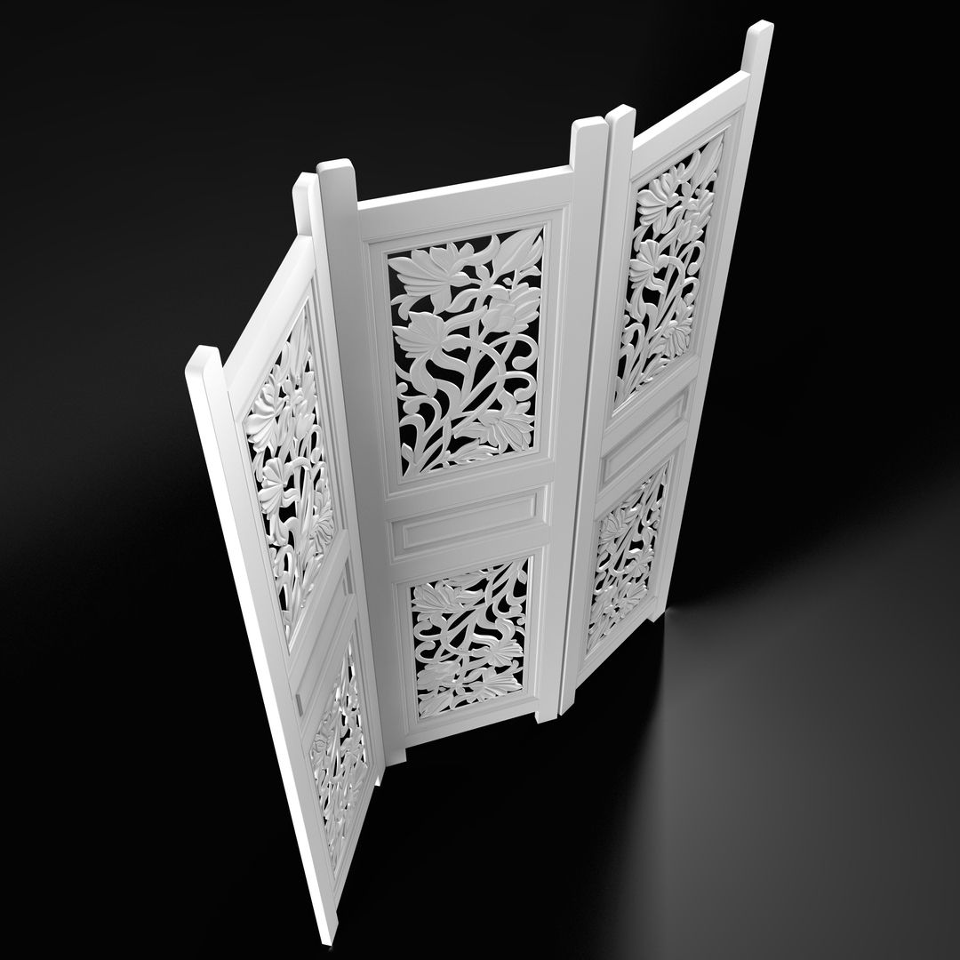 3d model folding screen carved
