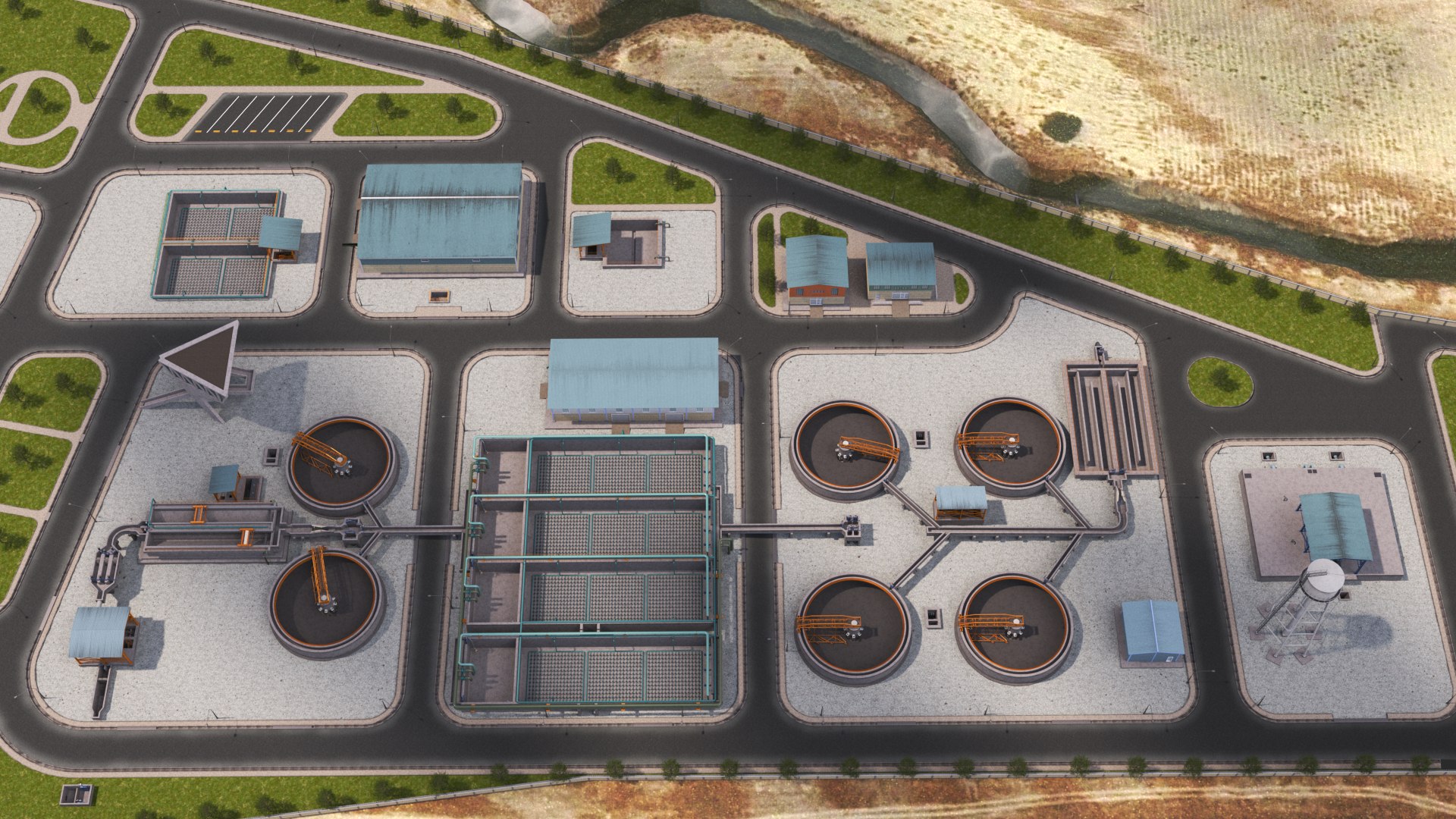 Water Treatment Plant 01 3D Model - TurboSquid 2279455