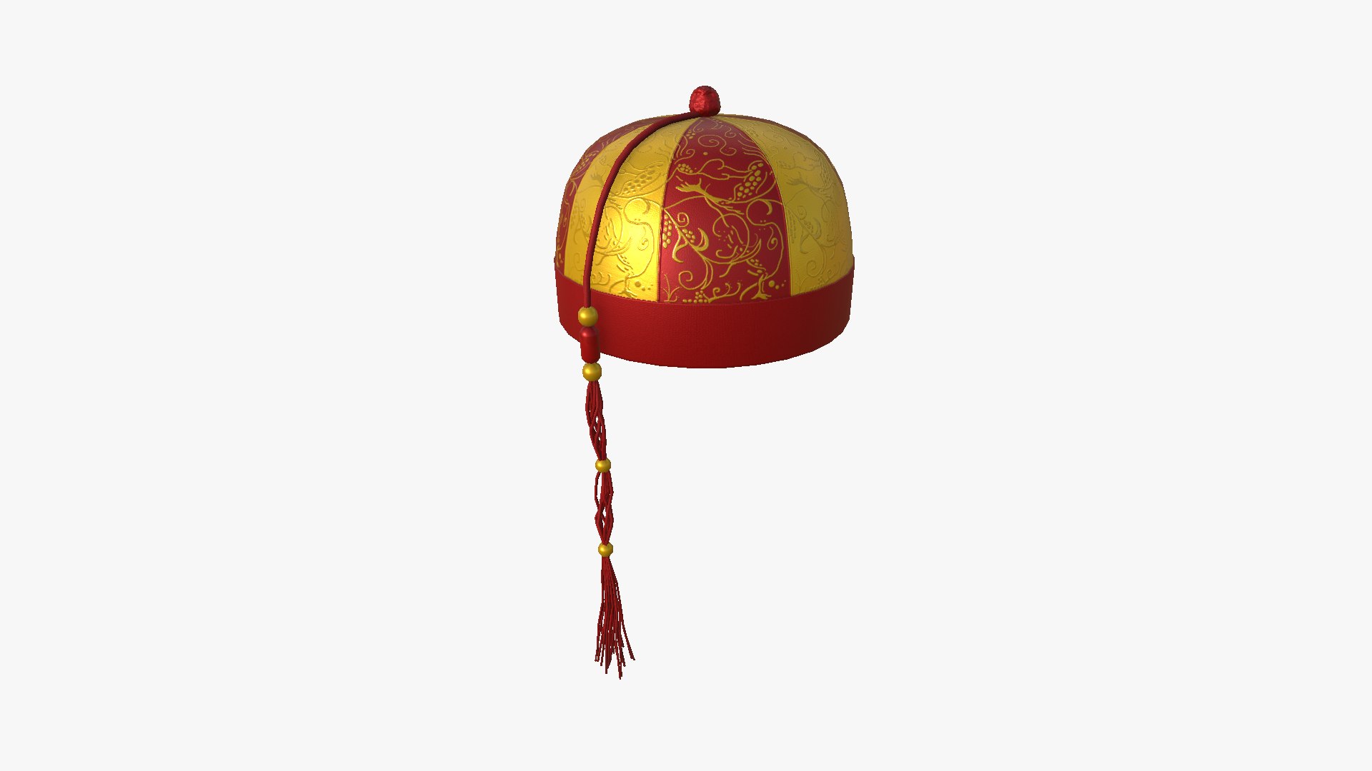 Chinese Traditional Hat A07 Red Yellow - Character Design 3D Model ...