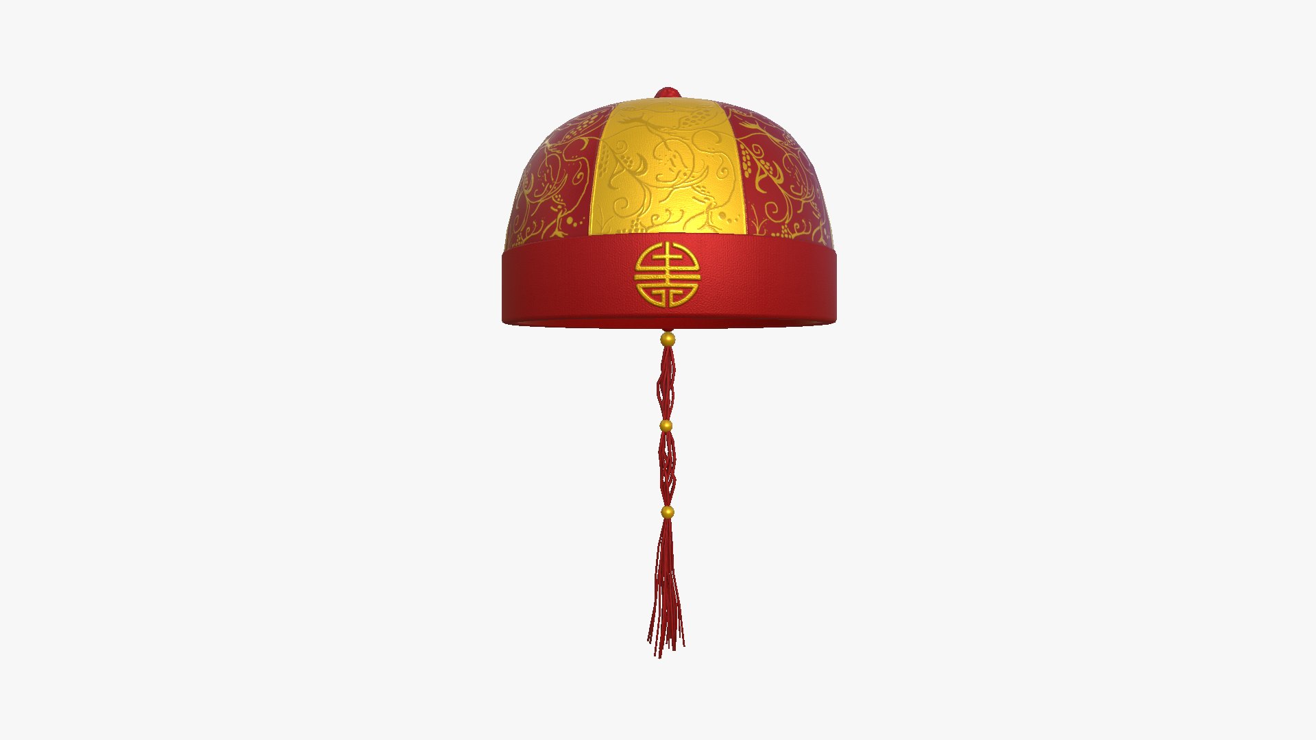 Chinese Traditional Hat A07 Red Yellow - Character Design 3D Model ...