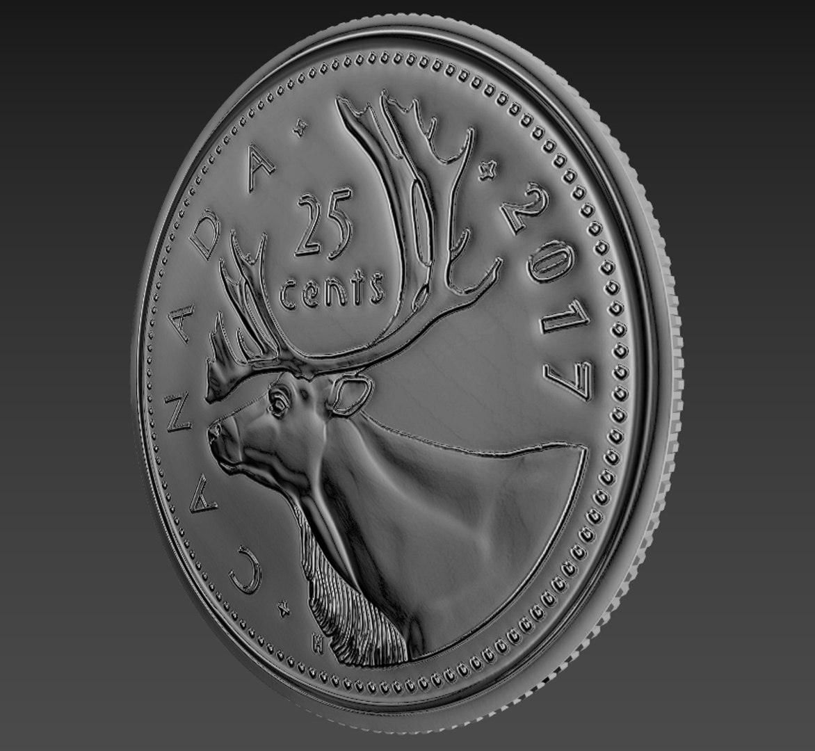 25 Cents Canadian Coin 3D Model - TurboSquid 1222260