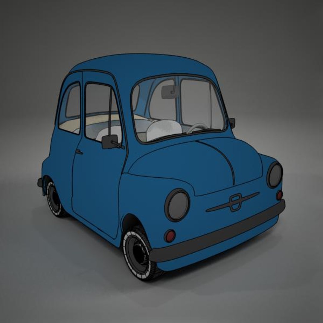 cartoon fiat 600 toon 3d model