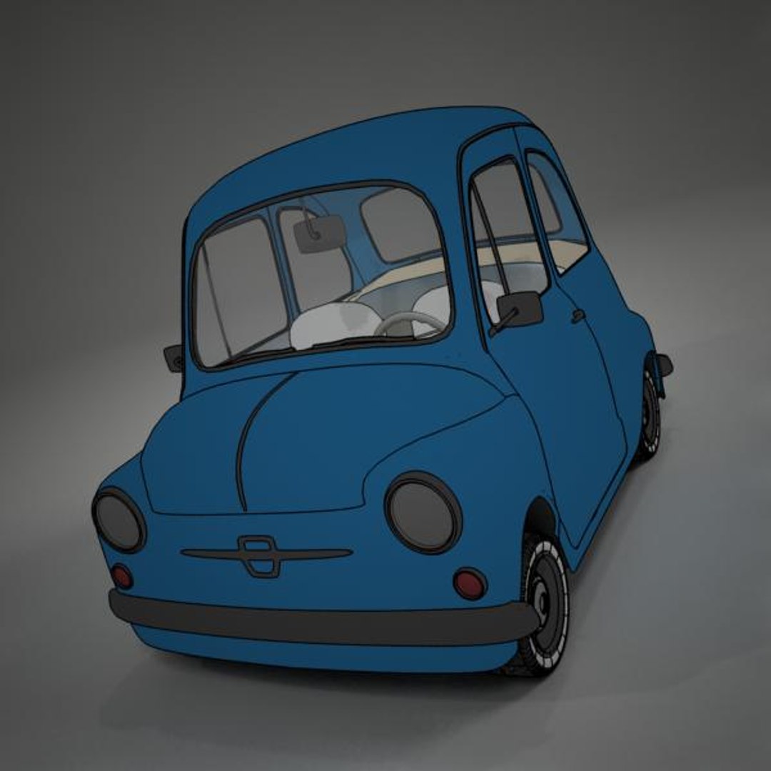 cartoon fiat 600 toon 3d model
