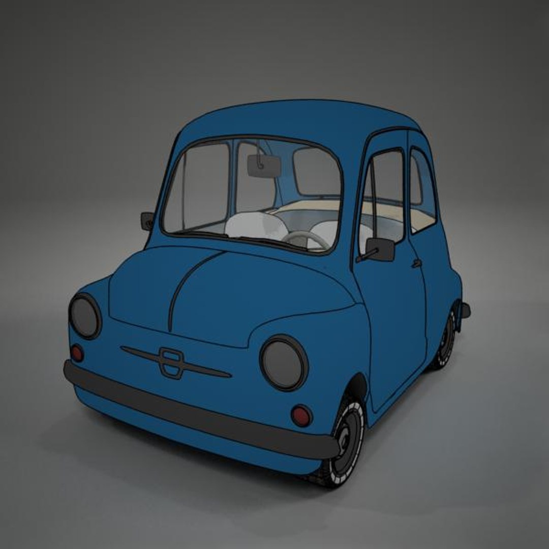 cartoon fiat 600 toon 3d model