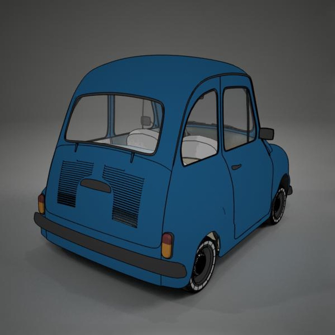 cartoon fiat 600 toon 3d model