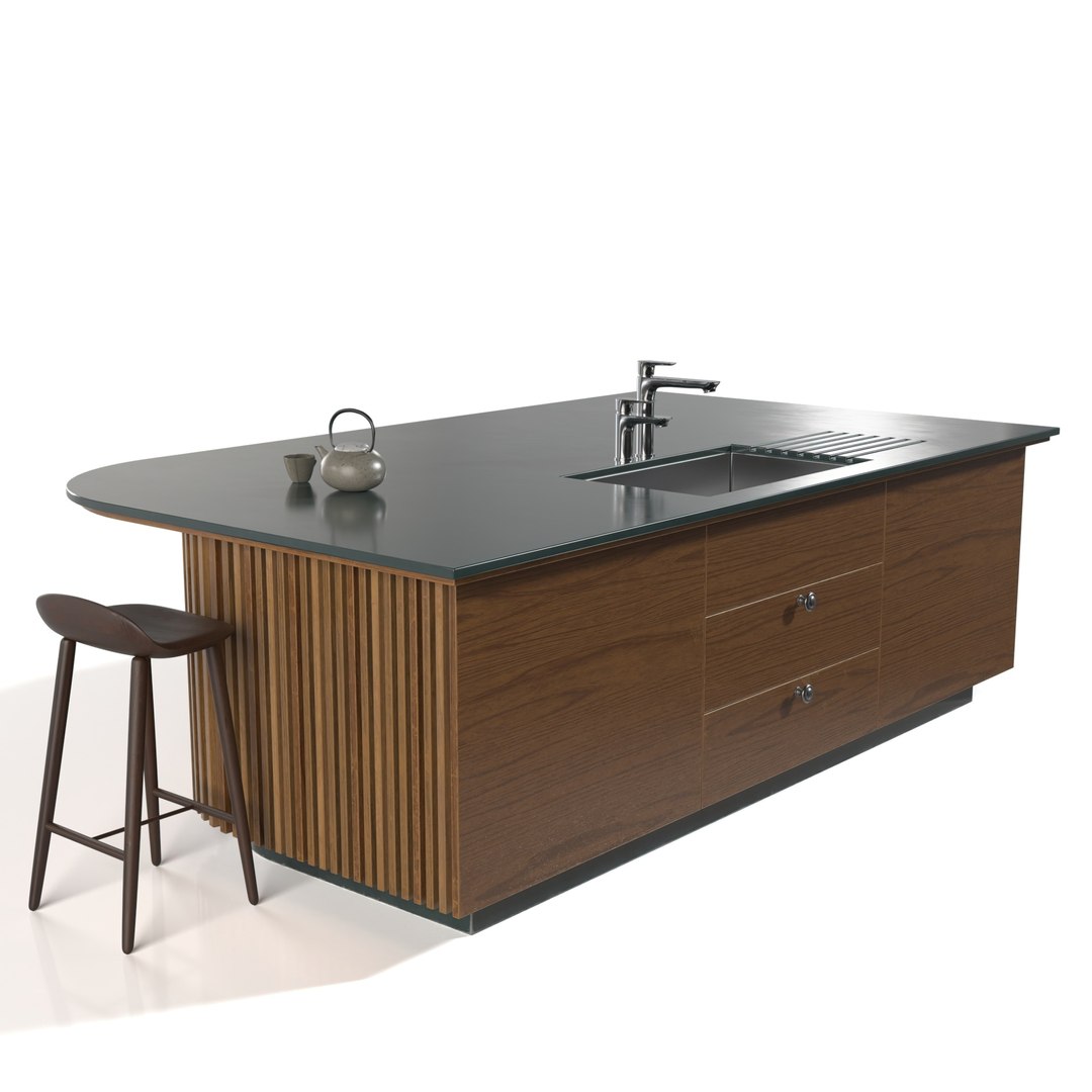 3D Kitchen Island Countertop 02 PBR - TurboSquid 2213644