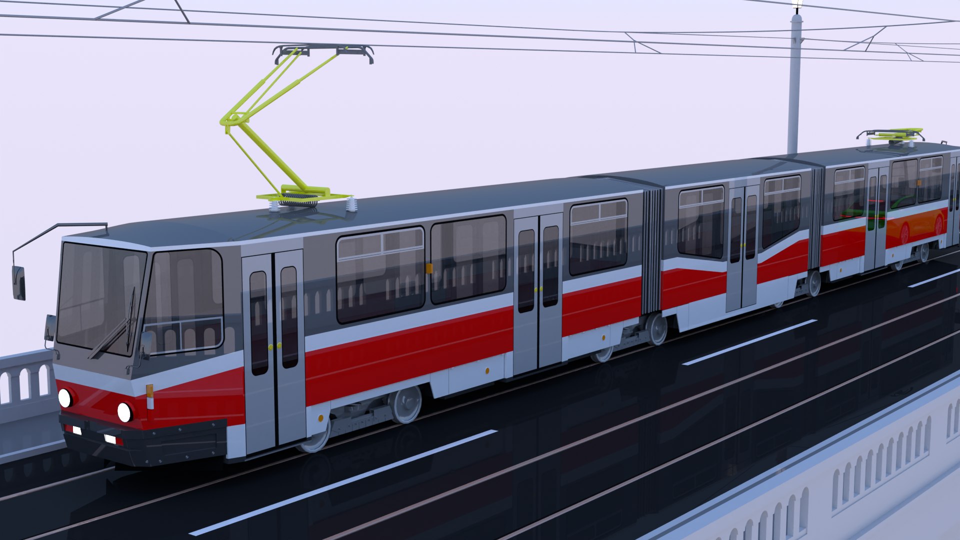 Bridge With Tram And Cars Model - TurboSquid 2170855