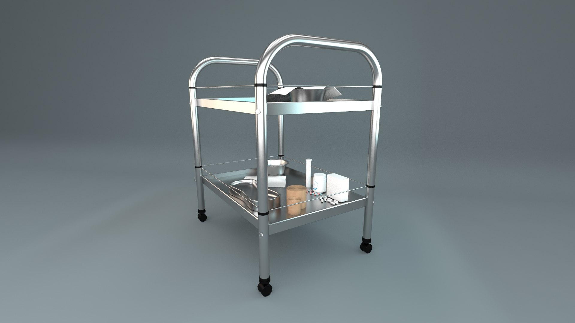 3d Medical Equipment Trolley Model