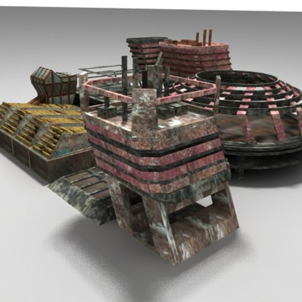 buildings set futuristic 3d model