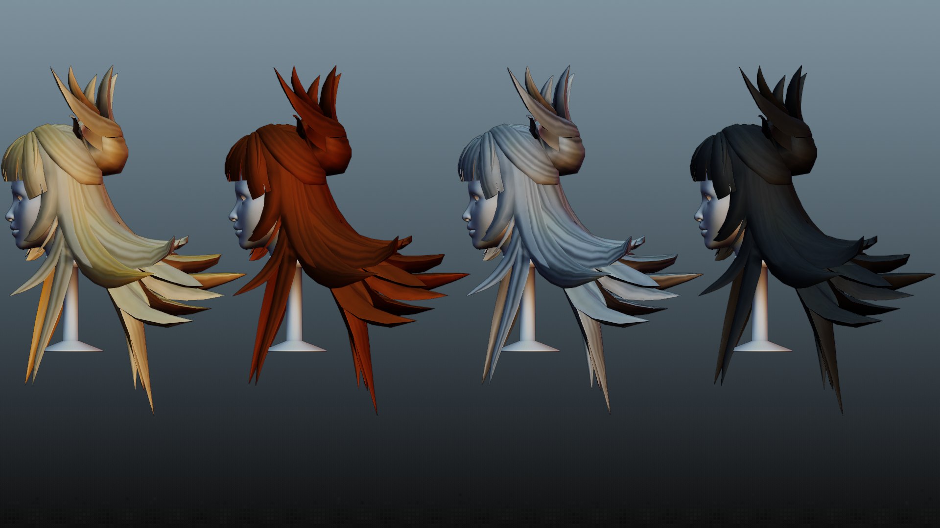 3D Female Hair 4 Colors - TurboSquid 2209278