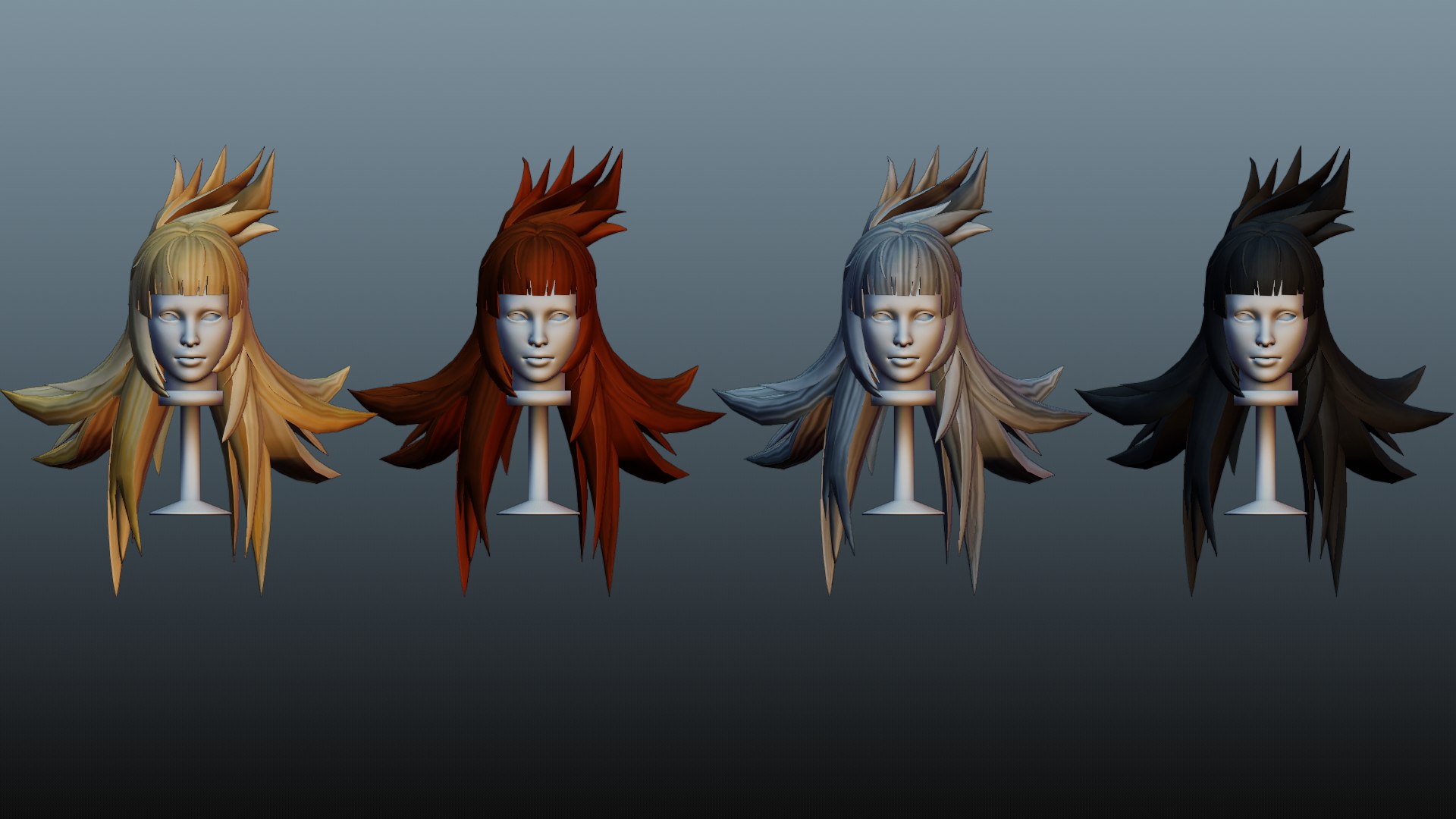 3D Female Hair 4 Colors - TurboSquid 2209278