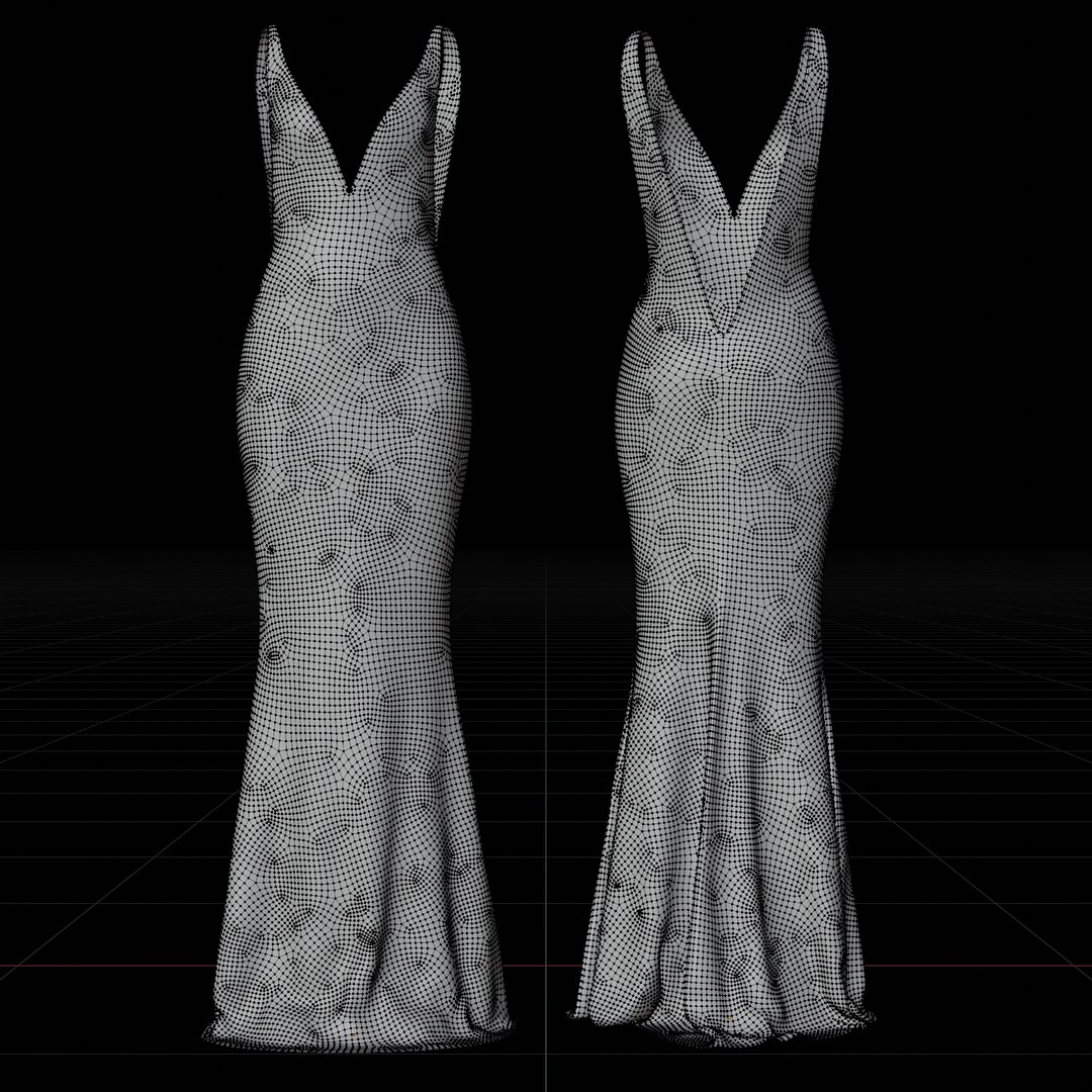 3D Silk Satin Silver Wedding Dress - Backless Party Gown 3D ...