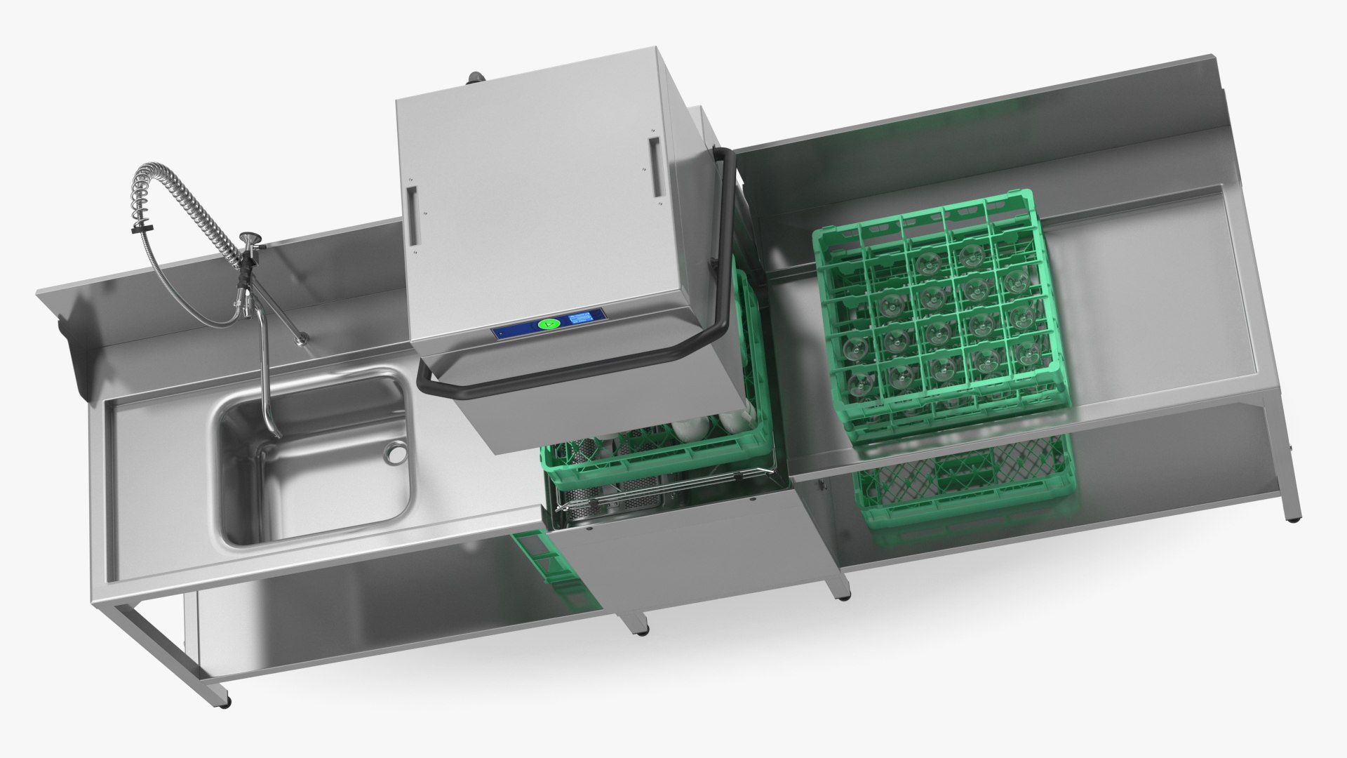 3D model Commercial Dishwasher with Dishes - TurboSquid 1980905