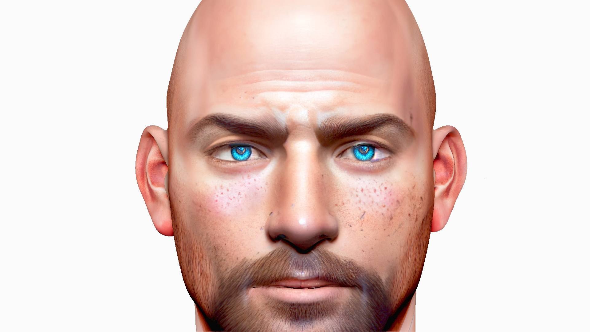 3D Male Head Realistic Perfect Head Low-poly 3D Model Game Ready Low ...