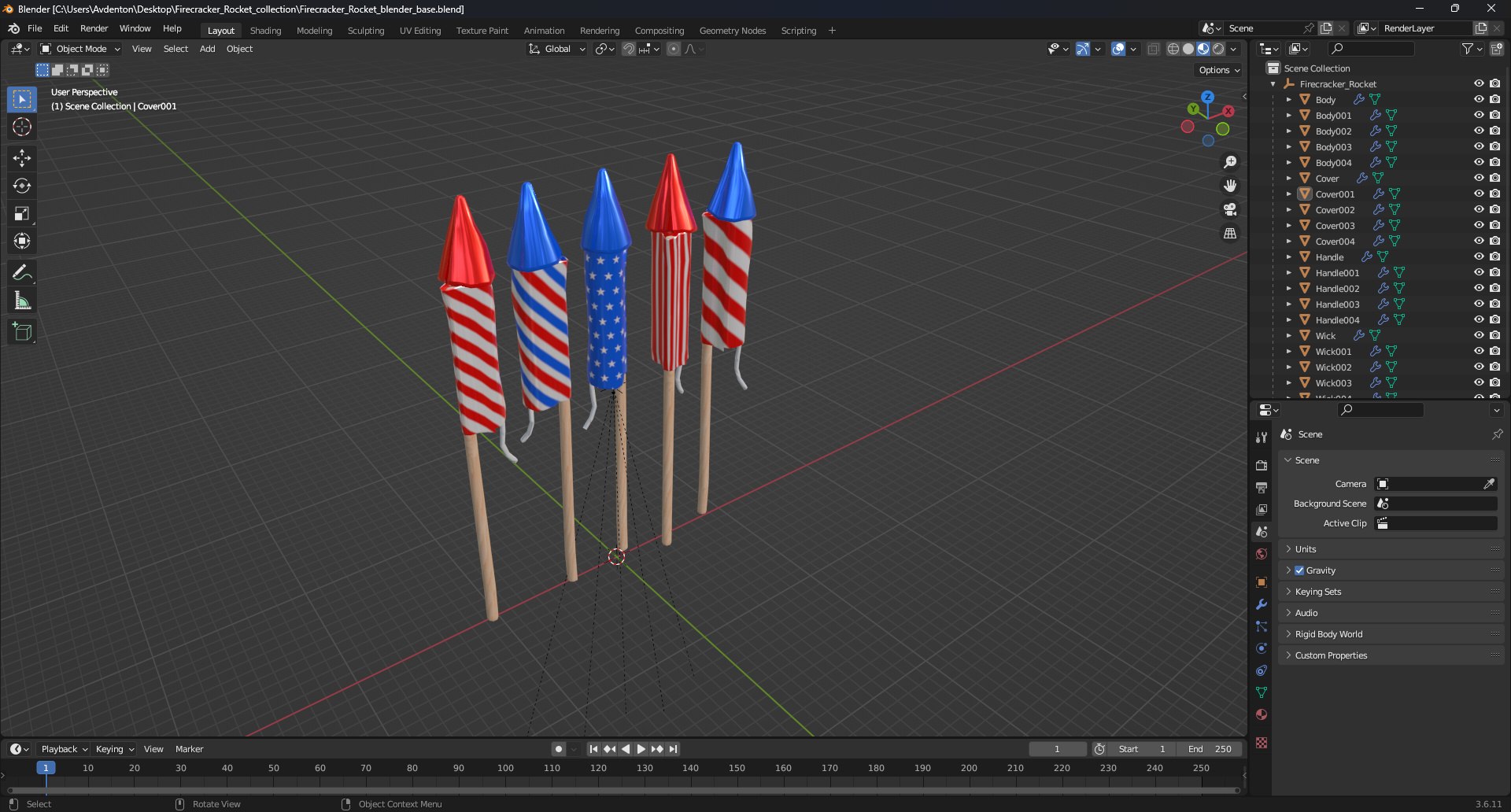 3D Firecracker Rocket Set - TurboSquid 2297598